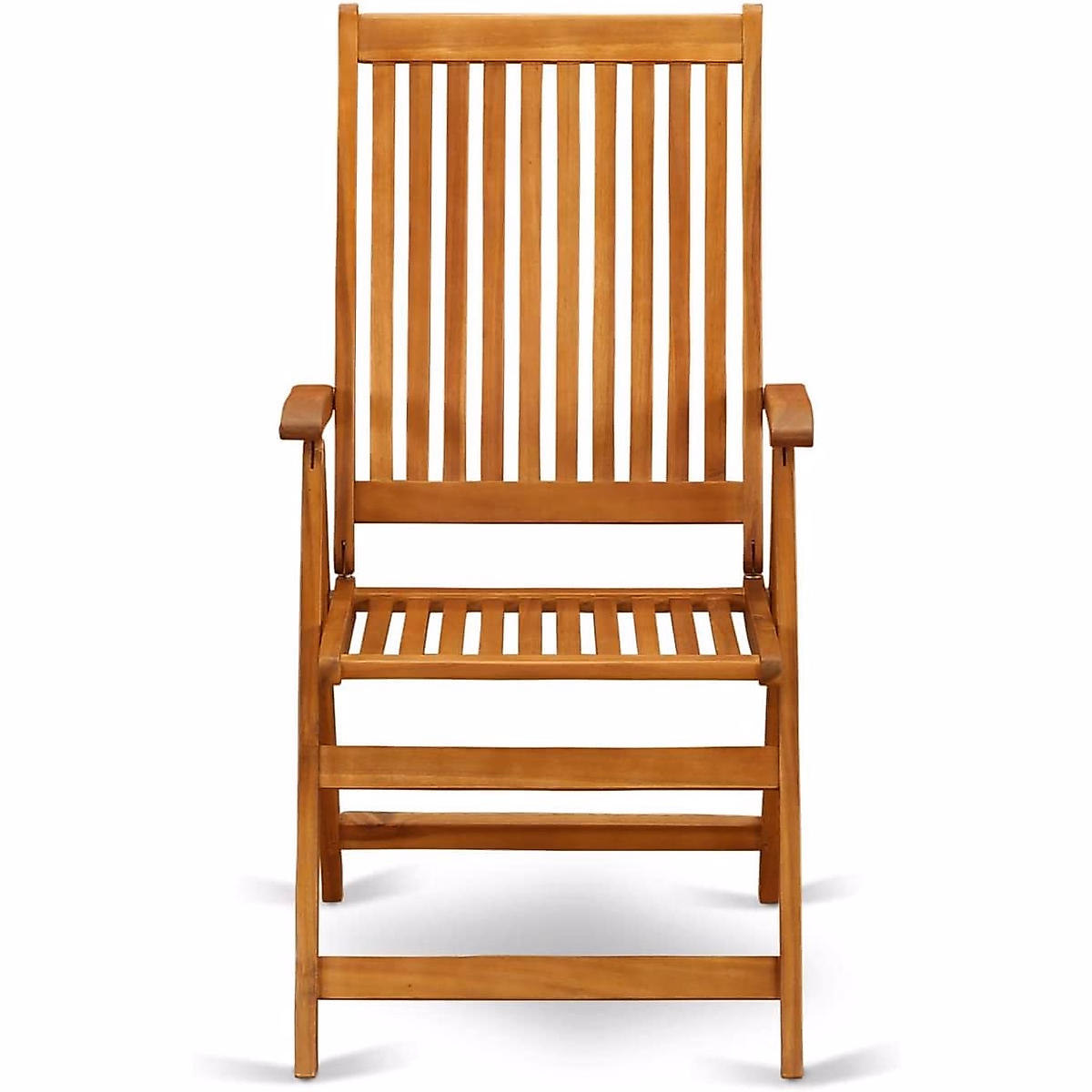 TisYourSeason Solid Wood 5 Position Folding Chair with Arm Rest in Natural Oil Finish Set of 2