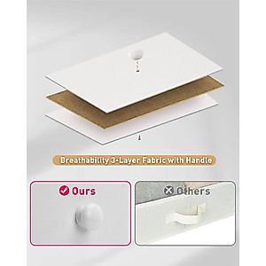 Tall Fabric Dresser for Bedroom, Vertical Storage Organizer Tower with 7 Drawers, Chest of Drawers with Bins, Steel Frame, Wood Top for Bedroom, Closet, Entryway White