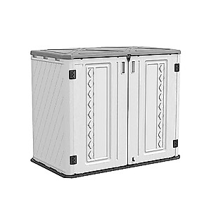 ADDOK Outdoor Horizontal Storage Sheds,Waterproof/Lockable Outdoor Storage Cabinet, Storage Sheds with Door for Storage of Child Bike, Trash Cans, Garden Tools, Lawn Mowers(26 cu ft)