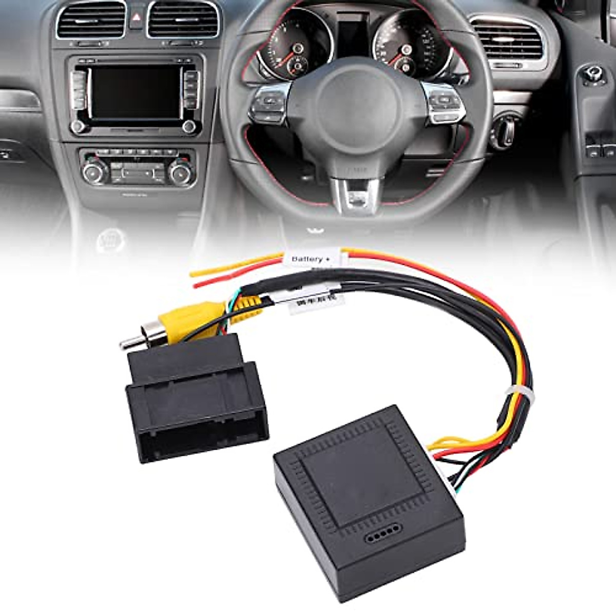 Qiilu Backup Camera Rear View License Plate Reverse Camera 12V 5W RGB to AV Converter Decoder Box Adapter Backup Camera Parts Replacement for Magotan CC