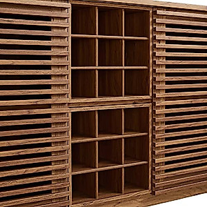 Modway Render Mid-Century Modern Wine Bar Cabinet in Walnut, 17 x 46 x 37