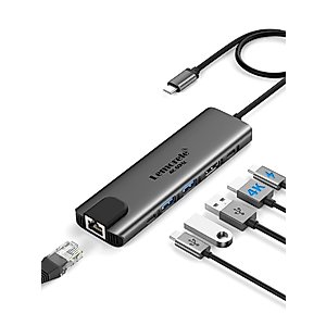 USB C Hub, Lemorele USB-C Hub (6-in-1) with 4K@60Hz HDMI, Gigabit Ethernet,100W Power Delivery, USB-C and 2 USB-A 5 Gbps Data Ports, USB c Adapter for MacBook Air, MacBook Pro, XPS, and More