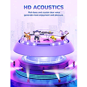 iClever Kids Bluetooth Headphones, Cat Ear Wireless Headphones LED Lights Up, 74/85/94dBA Volume Limited, 45H Playtime, Kids Headphones with Portable Bag for Travel iPad Tablets, Meow Jelly-Purple