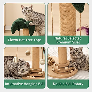 Large Cat Scratching Post - Sturdy Indoor Cute Cat Scratcher Sisal Fun Scratching Posts with Hanging Ball Large Cat Tree for Kittens Smaller Cats 22" Tall