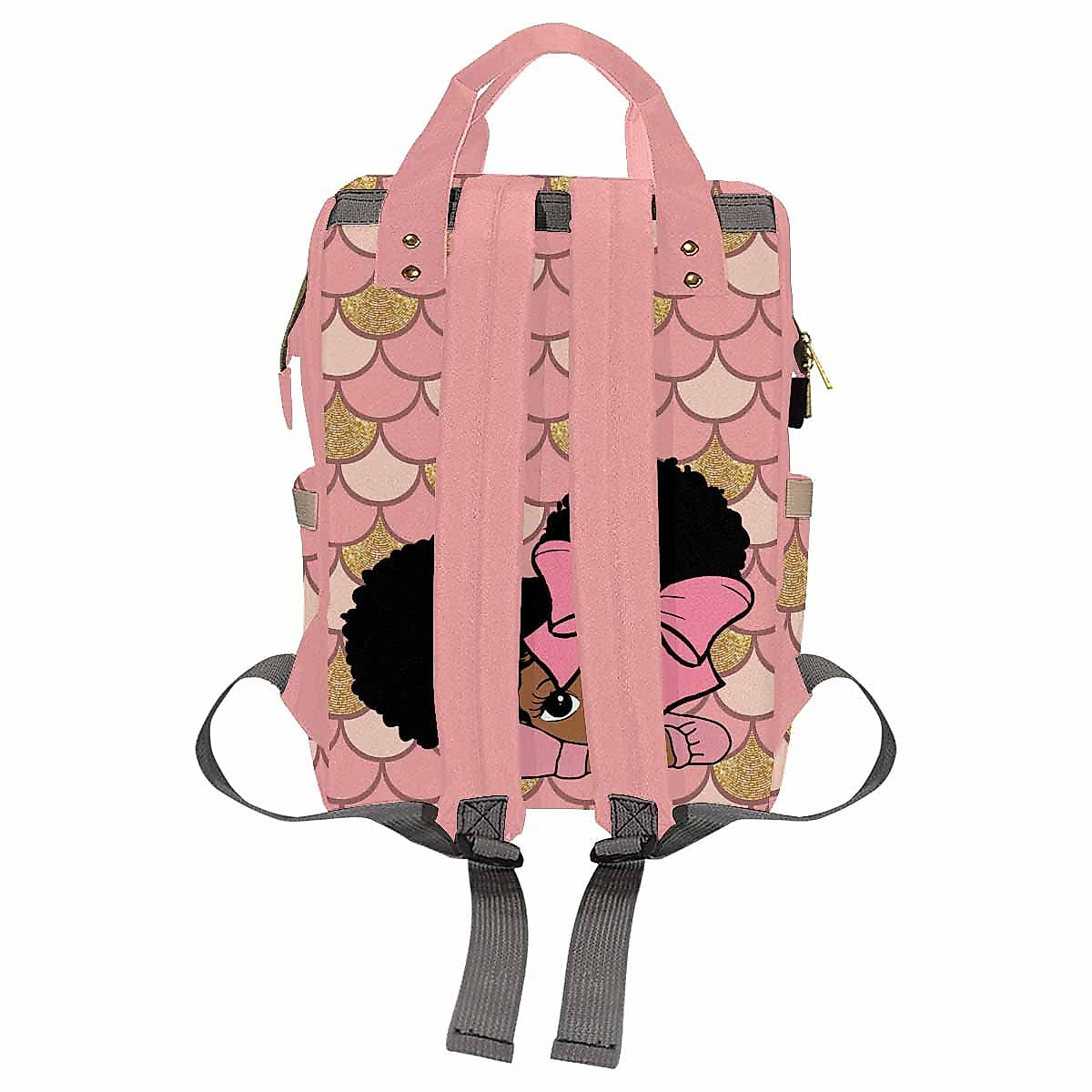 Artsadd Custom Diaper Back Pack with Thermal Pockets, Bow Tie Glitter Travel Backpack Customized Baby Backpack with Name for New Mom Baby Shower Gifts