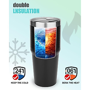 AICMEI 30 oz Tumbler with Handle, Insulated Tumbler with 2-in-1 Lid and Straw, Stainless Steel Vacuum Insulated Iced Coffee Tumbler Cup Water Bottle for Water, Iced Tea or Coffee, Smoothie (30OZ)