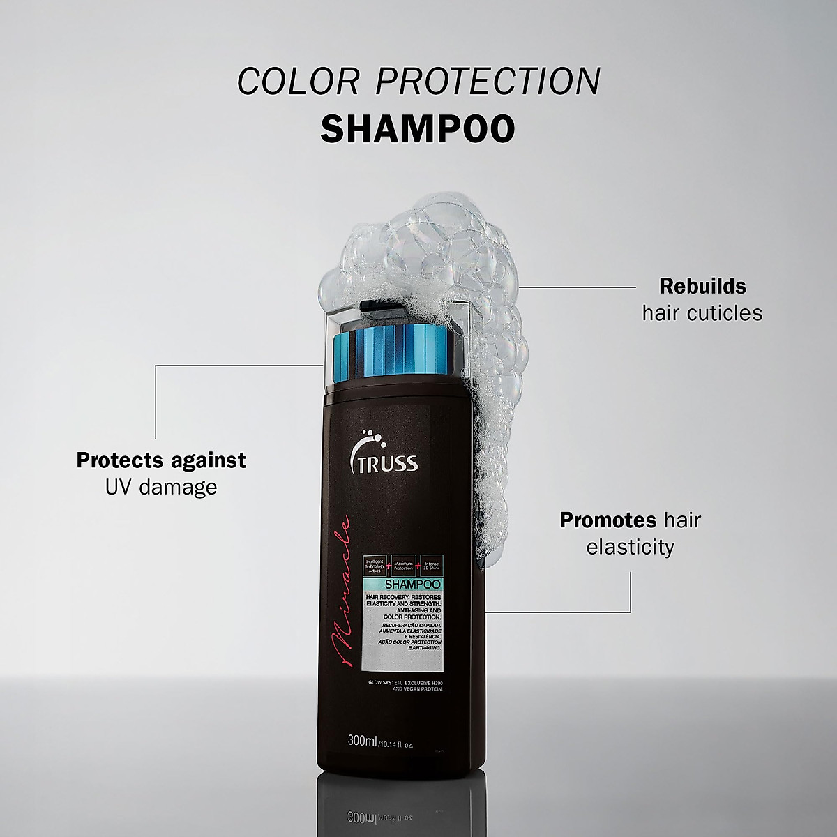 TRUSS Miracle Shampoo - Anti-Aging Shampoo for Straight, Wavy, or Curly Hair - Daily Repair & Moisturizing - Paraben-Free, Color Protection (300 ml)