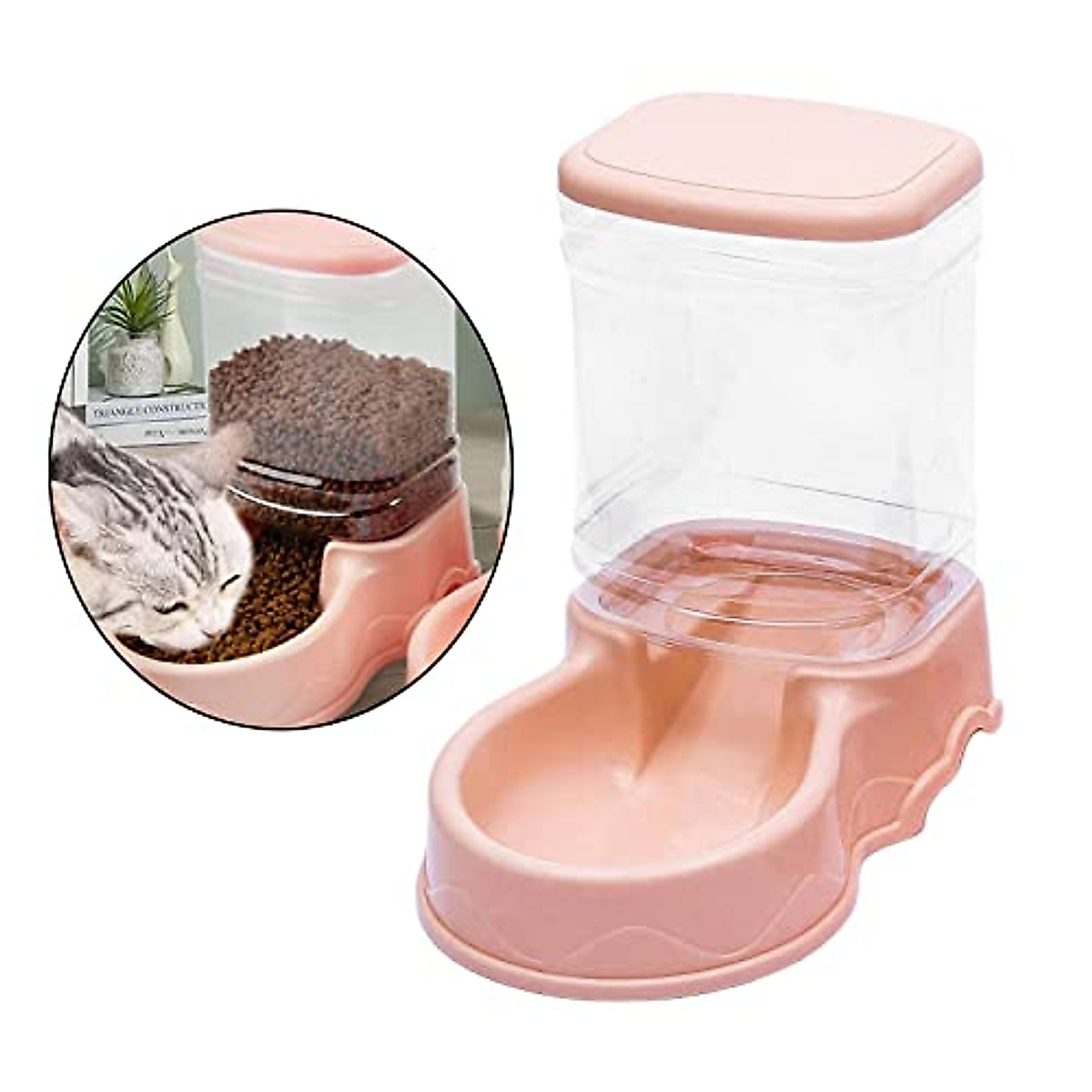 gazechimp Automatic Pet Feeder Water Dispenser Feeding Bowls Dish for Small Medium Large Dog Pets Kitten Big Capacity 3.5L, Pink Food Feeder