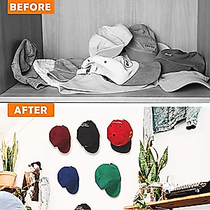 Hat Hangers for Wall Hat Hooks for Wall Wall Mount Hat Rack for Hat and Necklace Display Baseball Hat Holder Organizer Hanger Hat Hooks for Baseball Caps Self-adhesive No Drilling(20 Count, Black)