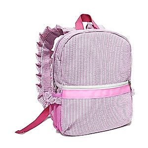 Kids Travel Overnight Bag Seersucker Weekender Duffel Bag Toddler Backpack Pink Mini Preschool for Boys and Girls