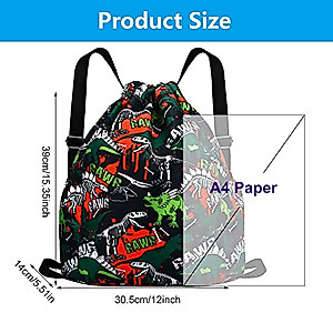 Drawstring Backpack for Kids - Girls Dance Bag,Sport Gym Beach Swim Travel Daypack With Two Water Bottle Holder
