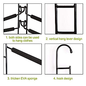CESHUMD Space Saving Hangers for Clothes Detachable 5 Layers Stainless Steel Non-Slip Foam Padded Velvet Skirt Hangers Metal Closet Storage Organizer for Suits Pants Shirts Jeans 5-Tier Black