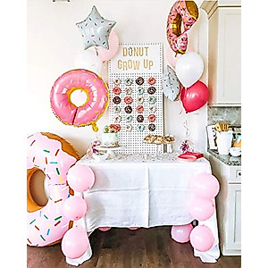 Big Donut Foil Balloons Large Mylar Doughnut Balloon Giant for Birthday Party Wedding Decoration Baby Shower Donut Time, Multicolor