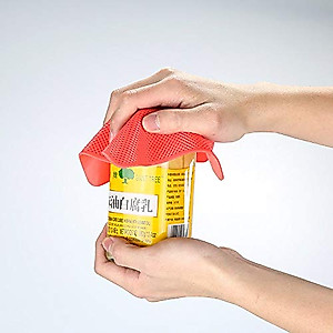 Jar Opener and Bottle Opener with Silicone Jar Gripper to Remove Stubborn Lids, Pull Tabs and Bottles-Designed for Weak Hands,Seniors, Arthritis (Red)