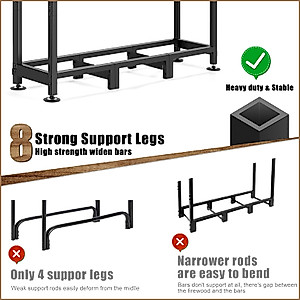 Homdox 4 FT Firewood Rack Indoor Outdoor Adjustable Wood Log Holder Fireplace (Including Log Carrier)