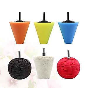 6PCS Drill Buffing Sponge Pads Buffing Wheel for Drill Foam Polisher Buffer Pad Sponge Ball Polishing Cone for Automotive Car Vehicle Wheels Hub Care