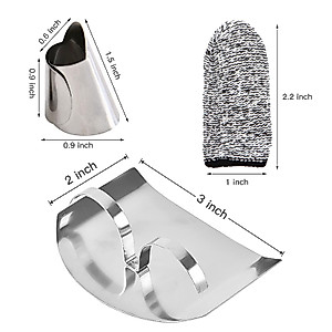 ZOCONE 6 PCS Stainless Steel Finger Guard Finger Tips Protector Cut Resistant Finger Cots Set, Kitchen Safe Steel Slicing Tool for Hands, Finger Protector Knife Guard for Dicing, Peeling