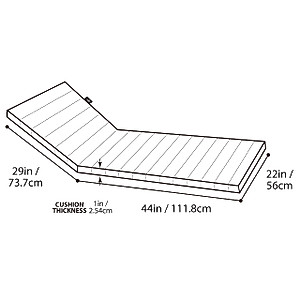 JCA Outdoor All-Weather Patio Chaise Lounge Chair seat Cushion with Quick Drying Olefin Fabric & high Density Filler for Your Chair -Chair not Included (Mulch Charcoal Grey)