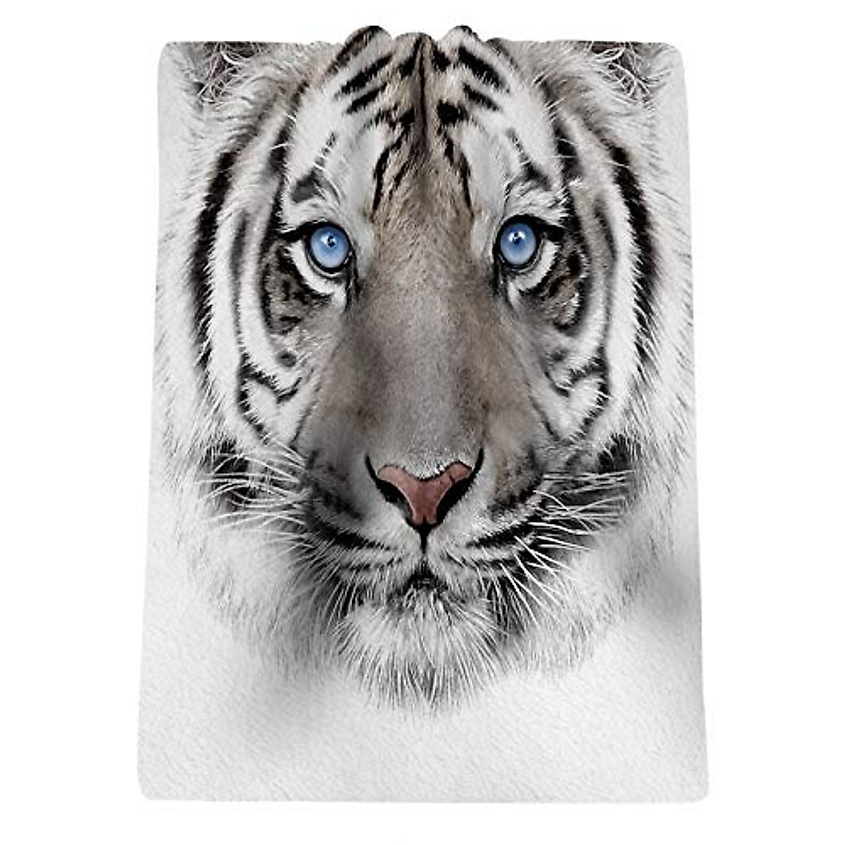 Beabes Tiger Hand Towel for Bathroom White Bengal Tiger Face Head Animal Mammal Wild Zoo Face Spa Yoga Towel 15 X 30 Inch