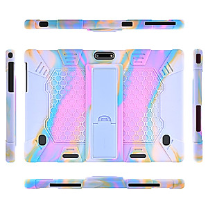 DETUOSI Case Compatible with Dragon Touch K10, Multi-Angle Stand Case, Soft Silicone Protective Cover for ZONKO K105, Victbing 10, Winsing 10, YELLYOUTH 10, Hoozo Touch 10, Rose Red & Purple