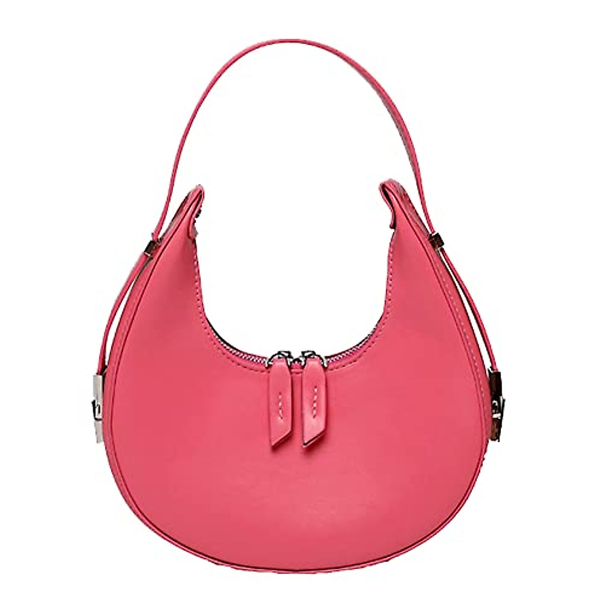 PU Leather Shoulder Bag for Women Girls Hobo Tote Handbag Top Handle Bag Purse Trendy Shiny Pinky Color Solid Lightweight