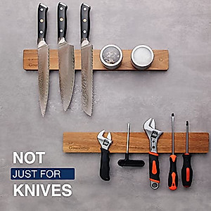 Gourmetop Magnetic Knife Holder for Wall, Knife Magnetic Strip No Drilling 16 Inch, Kitchen Magnetic Knife Holder for Refrigerator, Wood Magnetic Knife Rack/Bar for Fridge