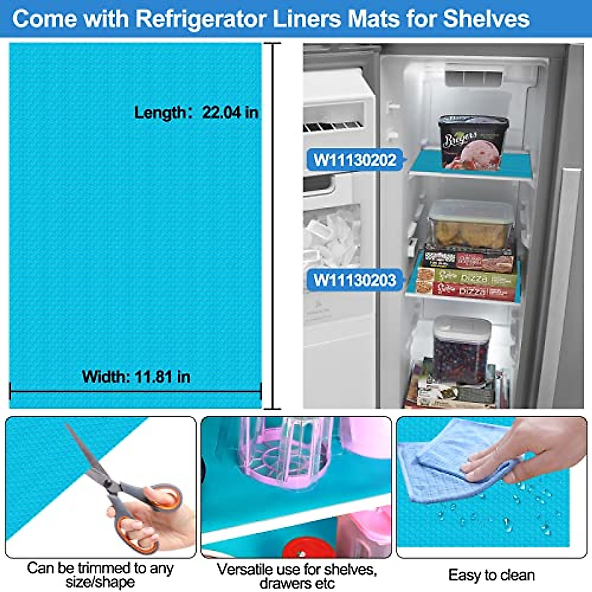 UPGRADED W11130202 Freezer Glass Shelf & W11130203 Freezer Shelf Replacement Compatible with Whirlpool Refrigerator Freezer Shelf Replacement,Fridge Tempered Glass Freezer Shelf,WRS571CIHZ Glass Shelf