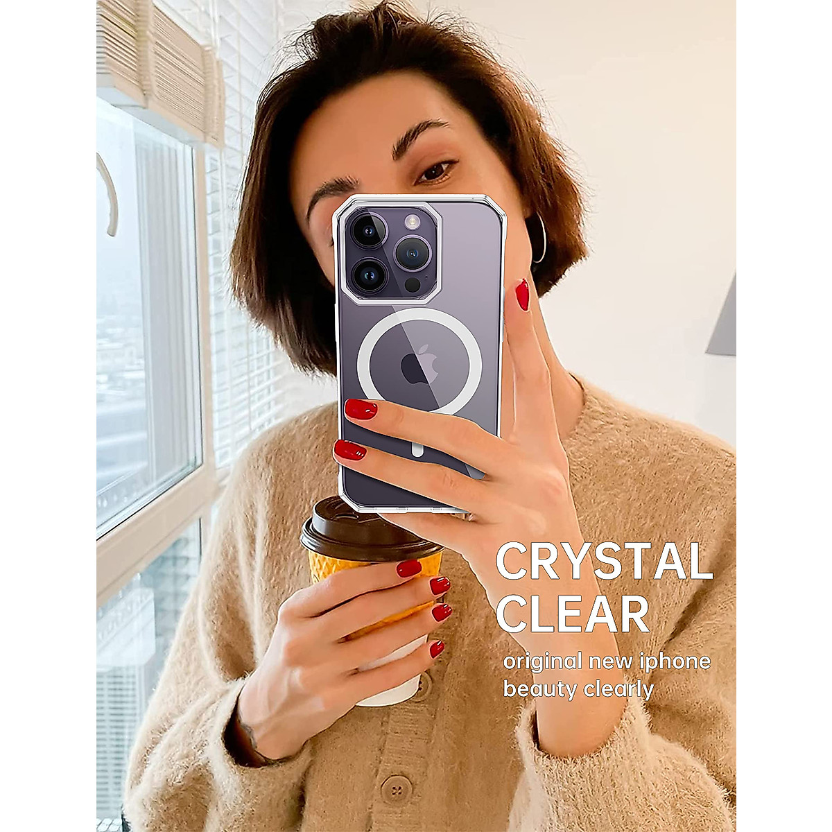 Kakalux[for iPhone 14Pro Phone case,Magnetic case for iPhone 14Pro,magsafe Compatible,with airbag Protection at All Four Corners and Military Grade Drop Protection for iPhone 14Pro(6.1'')-Clear.