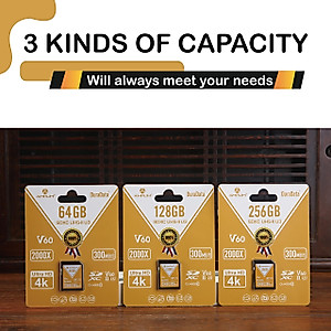 Amplim 128GB V60 UHS-II SD SDXC Card, 300MB/S 2000X Lightning Speed Performance, Extreme Read, U3 Secure Digital Memory Storage for Professional Photographer and Videographer