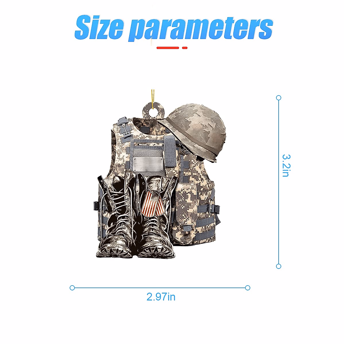 Moioee Car Rear View Mirror Hanging Ornament, Personalized Army Backpack Boost Decor, Military American Soldier Christmas Ornament Gift, Car Interior Rearview Pendant Accessories (Style E)