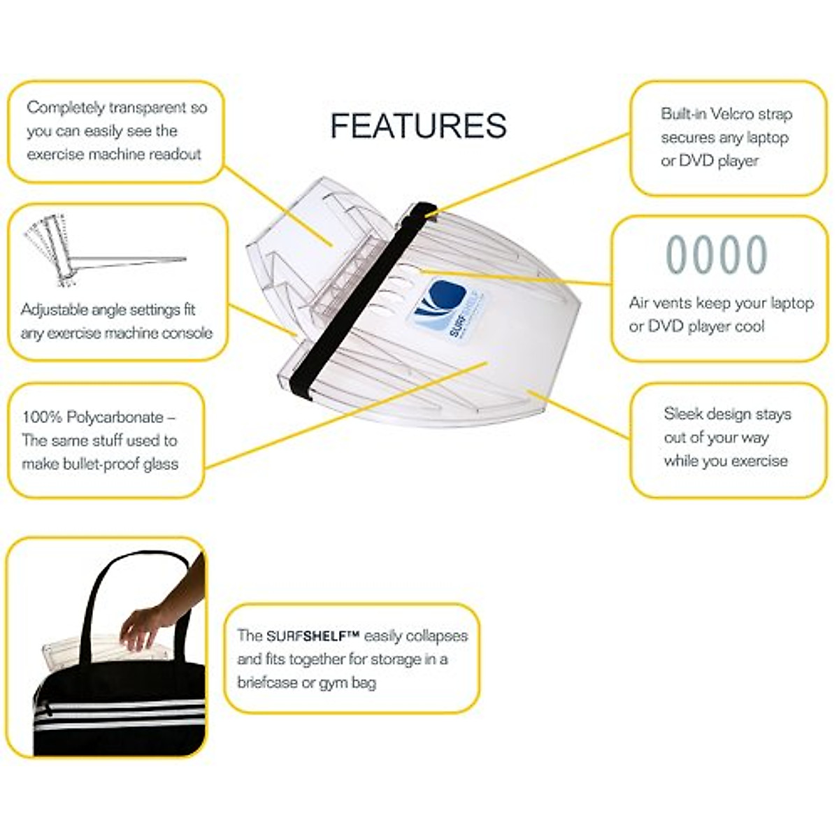 SurfShelf Desk for Treadmill, Bike, and Elliptical: Laptop and Tablet Holder