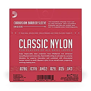 D'Addario EJ27N Student Nylon Classical Guitar Strings, Normal Tension
