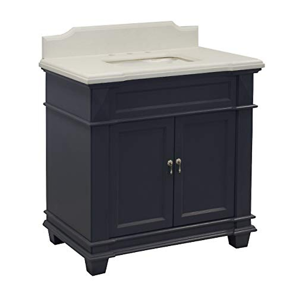 Elizabeth 36-inch Bathroom Vanity (Quartz/Marine Gray): Includes Marine Gray Cabinet with Stunning Quartz Countertop and White Ceramic Sink