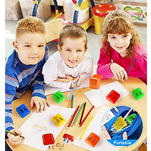 100 Pack Pencil Sharpeners Bulk - Double Hole Pencil Sharpener Manual with Cover for School Kids, Small Cute Pencil sharpeners Handheld for Students School Classroom Supplies