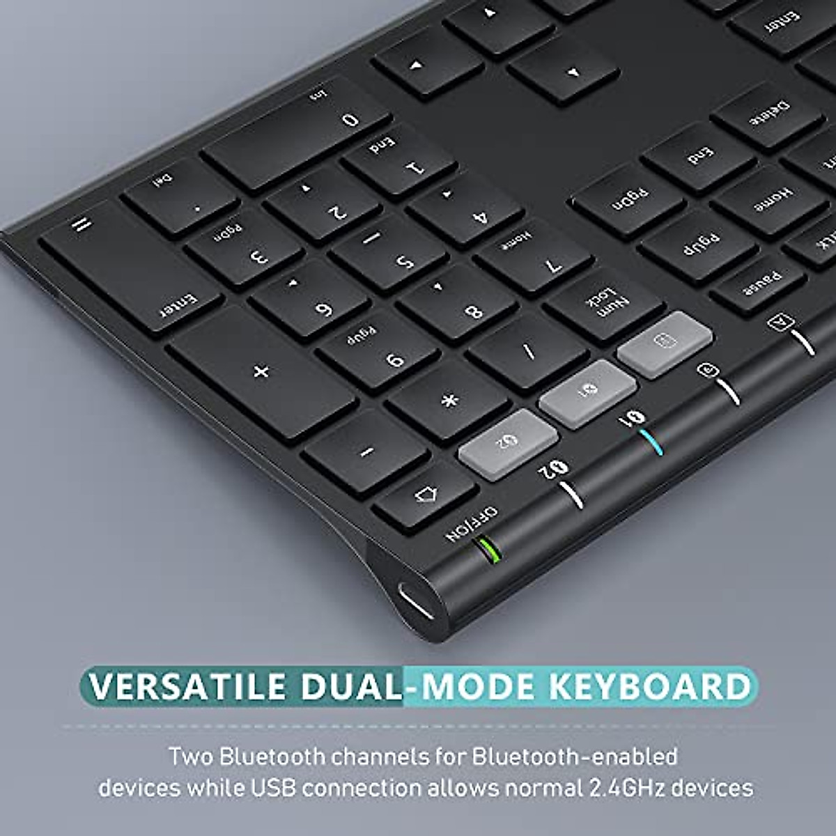 Bluetooth Keyboard Mouse, Multi-Device Wireless Keyboard and Mouse Combo, Ultra Slim, Rechargeable, Dual-Mode(Bluetooth 4.0 + USB), Windows/Mac OS/Android (Black)