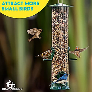 12 Inches Tube Bird Feeders for Outdoors Hanging, 4 Feeding Ports, Hard Plastic Bird Feeder Outdoor Weatherproof and 4 Inch Steel Hanger, Wild Bird Feeders, Finch Feeder, Bird Feeders Outside Hanging