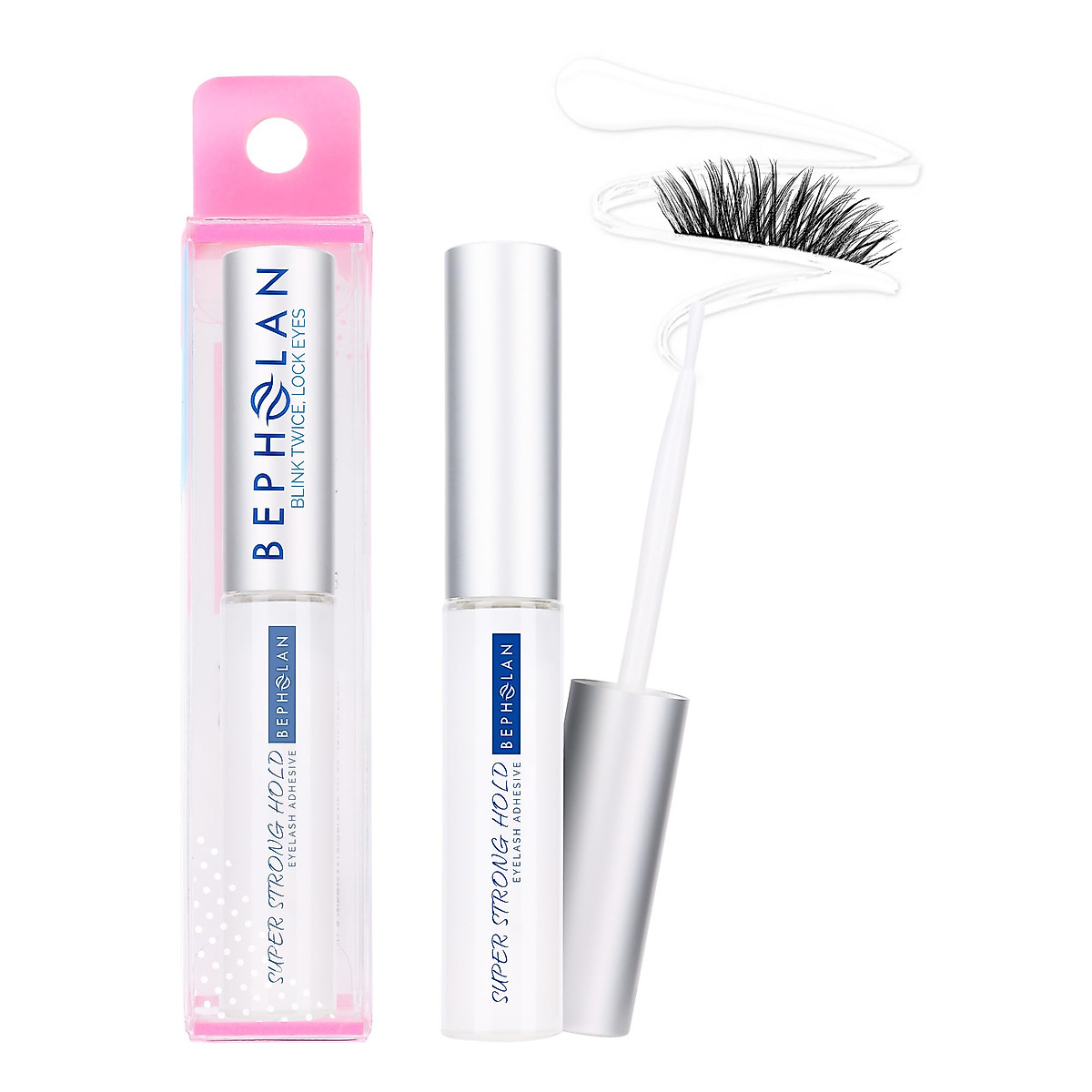 BEPHOLAN Eyelash Glue, Super Strong Hold for False Eyelashes, Lash Glue, Eyelash Adhesive, Latex Free, Suitable for Sensitive Eyes, Waterproof, White 0.176 oz