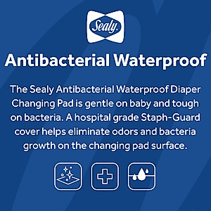 Sealy Baby Waterproof 2-Sided Contoured Baby Diaper Changing Pad for Dresser or Changing Table, 32 x 16 - White