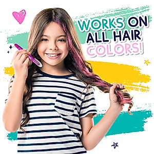 Purple Ladybug 12-Color Hair Chalk for Girls - Washable Temporary Hair Dye, Fun Gift for Kids 7-11, Great for Birthdays, Valentine's & Easter