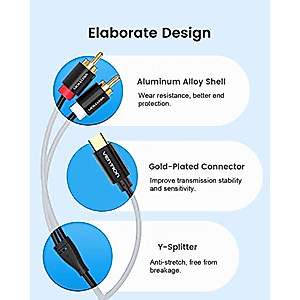 VENTION USB C to 2 RCA Audio Cable, Type-C to RCA Male to Male Y RCA Splitter, 2RCA Jack USB-C Audio Cable for Phone, Tablet, Home Theater, DVD, Amplifier, Speaker, Car Stereo (5ft /1.5M)