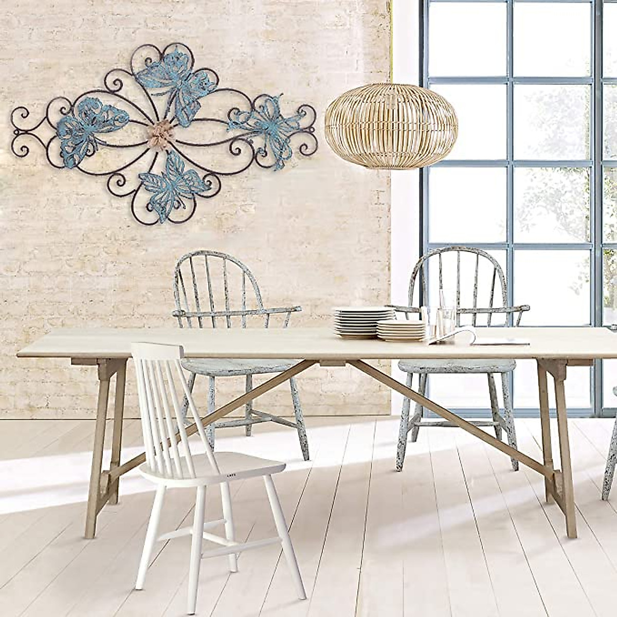 Adeco Metal Butterfly Scroll Wall Sculpture 26.5" Wall Art Decor Hang Indoor Outdoor for Home, Bedroom, Living Room, Office, Garden