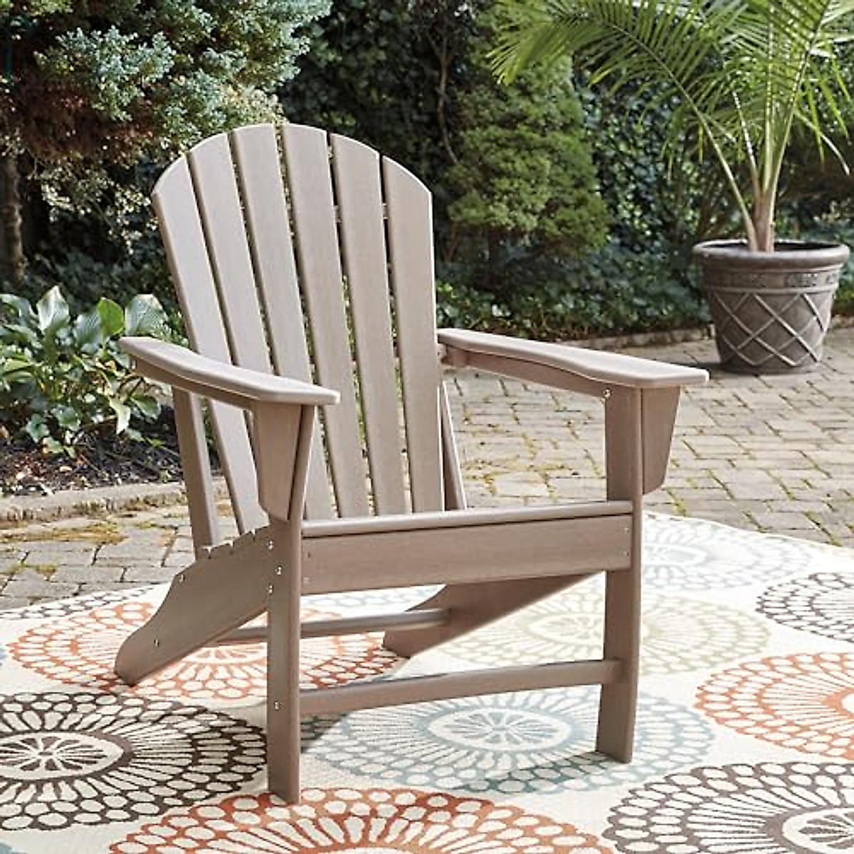 Signature Design by Ashley Sundown Treasure Outdoor Patio HDPE Adirondack Chair, Light Brown