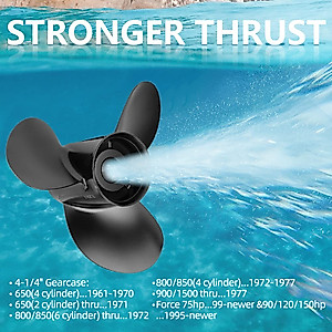 Qiclear 13 1/4x17 Upgrade OEM 48-77344A45 Aluminum Outboard Boat Propeller fit Mercury Motos 60 75 90 100 115 125 HP,15 Spline Tooth,Rh,13.25x17p
