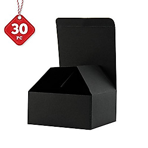 RUSPEPA Recycled Cardboard Gift Boxes - 4"X 4"X 2" - Small Gift Box with Lids for Bracelets, Jewelry and Small Gifts - 30 Pack - Black