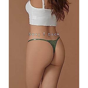 SHARICCA Lace G-String Thongs for Women Comfort Sexy Underwear Breathable T-back Thongs Panties Pack, 3P04,M