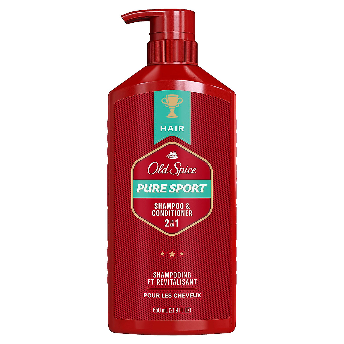 Old Spice Pure Sport 2in1 Shampoo & Conditioner for Men, 22 Fl Oz, 21.9 Fl Oz