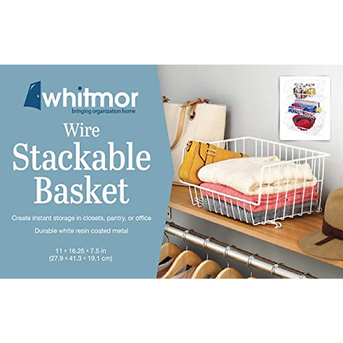 Whitmor Wire Stackable Basket, White