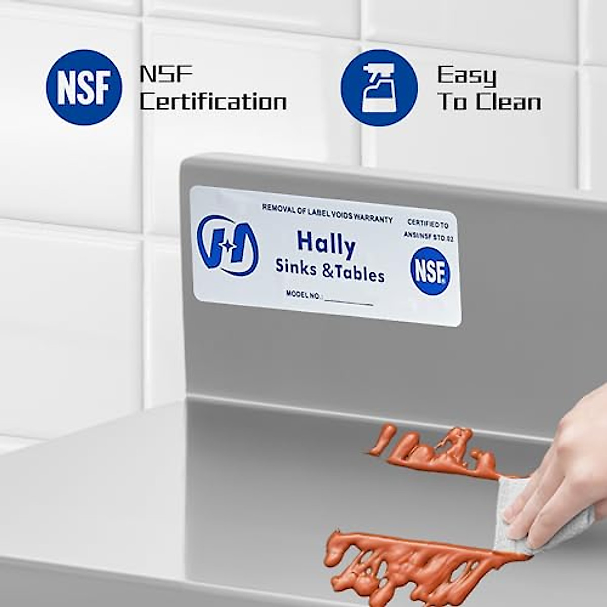 Hally Stainless Steel Wall Shelf 8.6 x 16 Inches 44 lb, NSF Commercial Heavy Duty Wall Mount Floating Shelving for Restaurant, Kitchen, Home, Hotel and Bar, 2 Pack