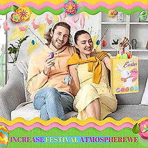 150 Pieces Easter Day Paper Gift Bags with Handle Rabbit Goody Candy Bags Easter Day Party Favor Supplies Treat Bags for Easter Day Party Favors Gift Wrapping Supplies