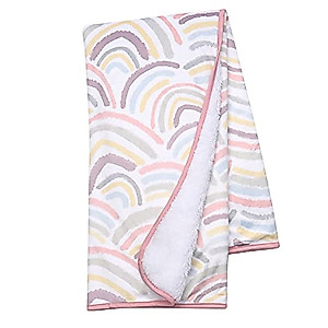Lambs & Ivy Signature Rainbow Minky/Faux Shearling Soft Fleece Baby Blanket